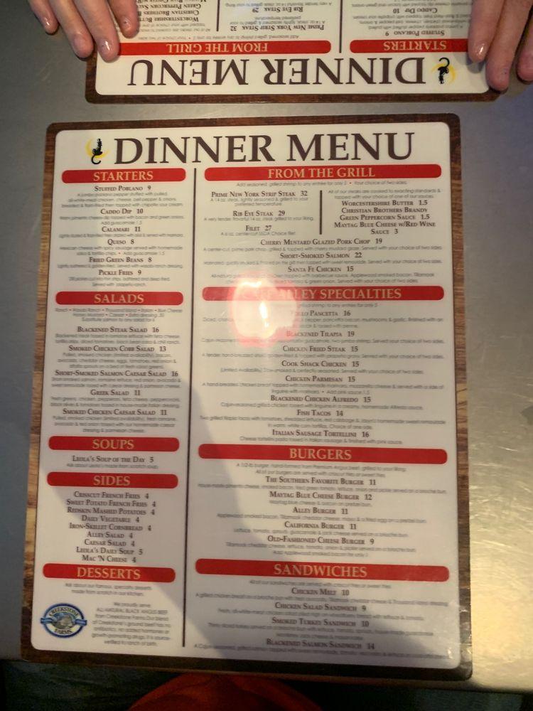 Menu at Cafe Alley, Ardmore, 126 A St NE