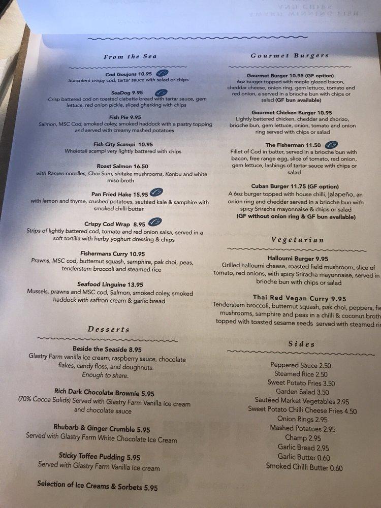 Menu at Fish City restaurant, Belfast