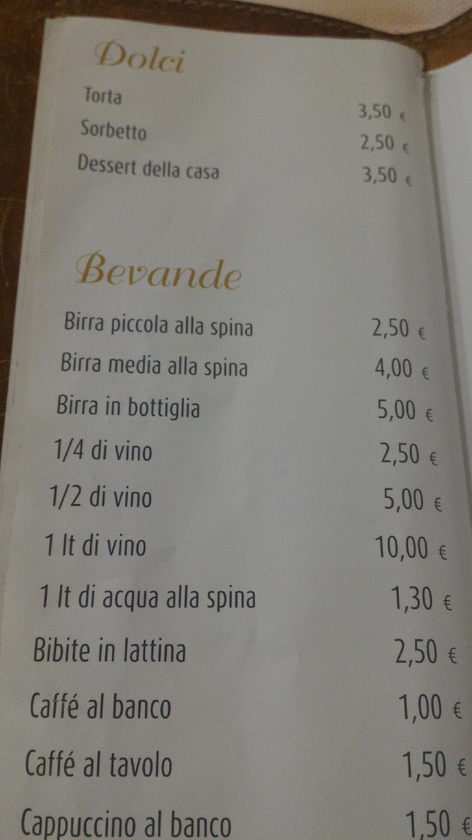Menu da La Rotonda pizzeria, Aosta