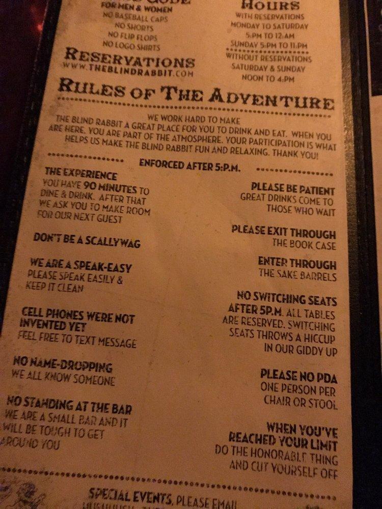 Menu at The Blind Rabbit pub & bar, Anaheim