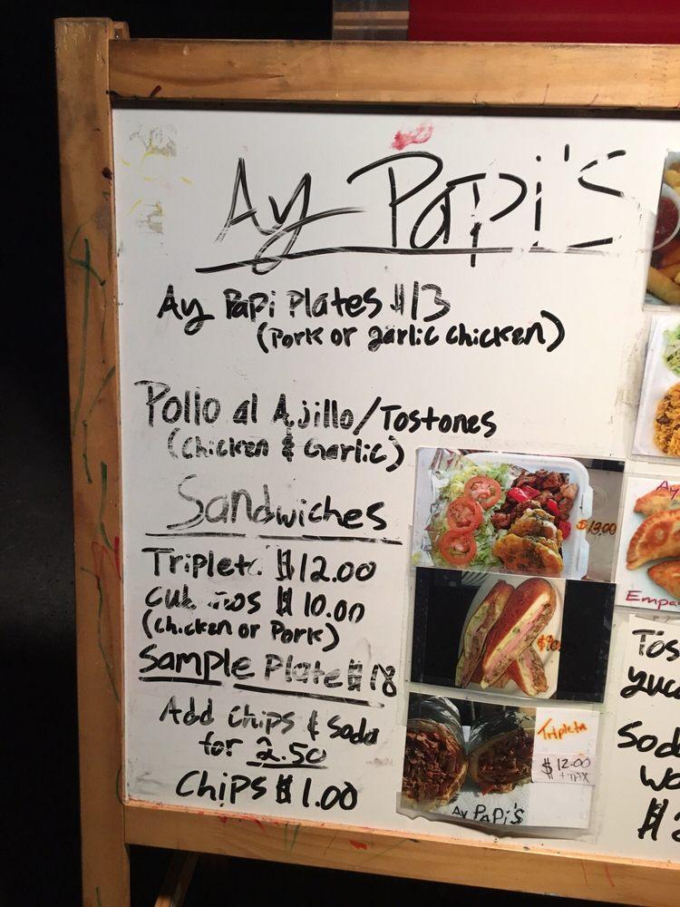 Menu at AY Papi's Puerto Rican Cuisine, San Antonio