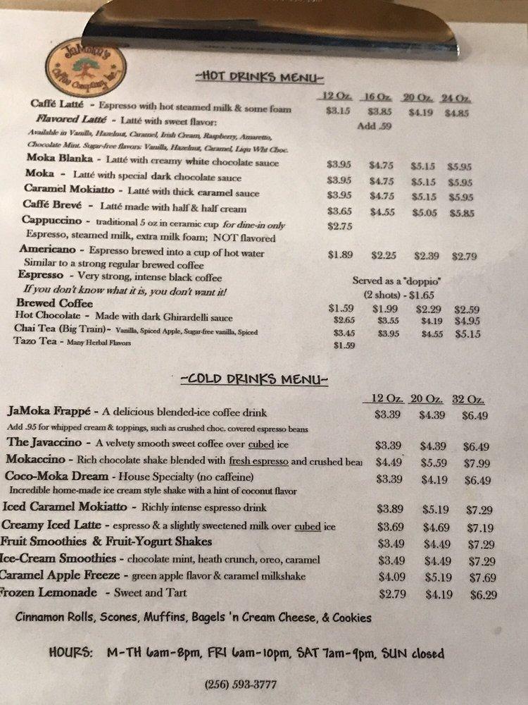 Menu at Jamokas Coffee Co cafe, Boaz