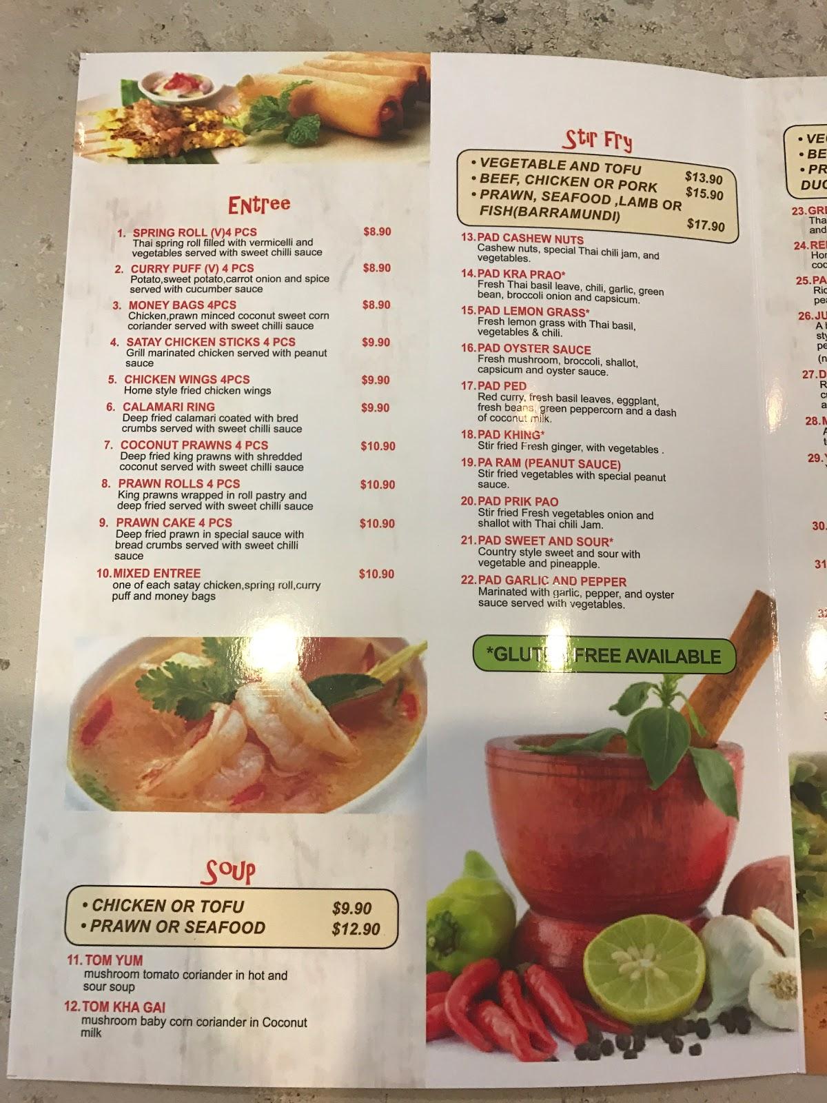 Menu at Amazing Thai restaurant, Dubbo