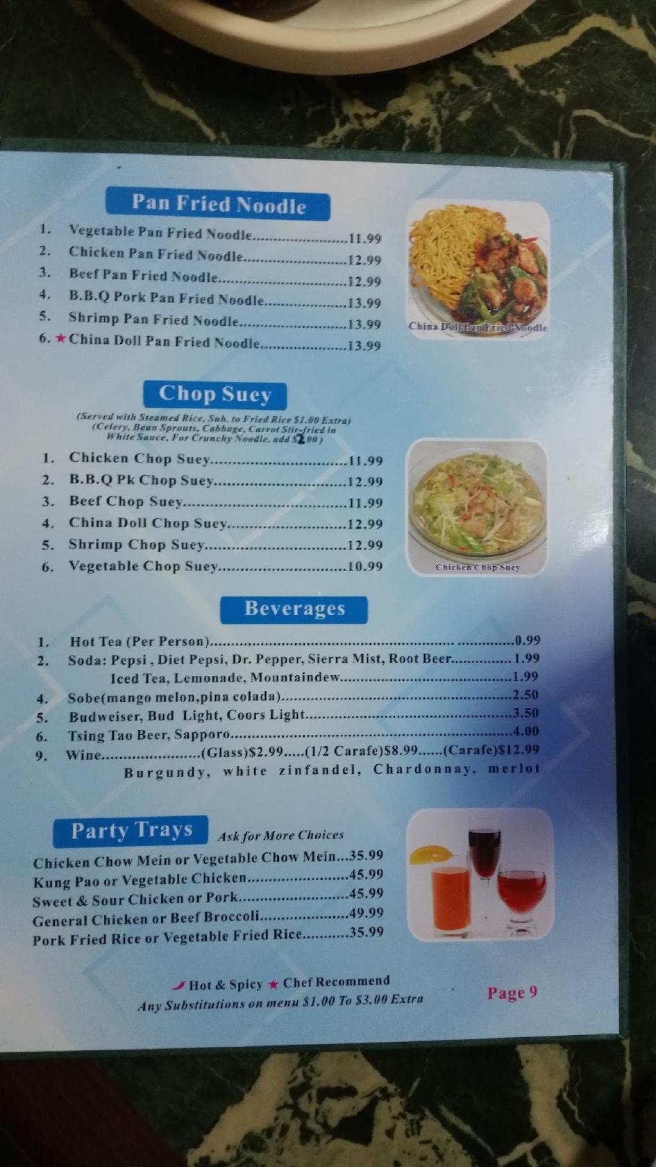 Menu at China Doll Chinese Restaurant, Red Bluff