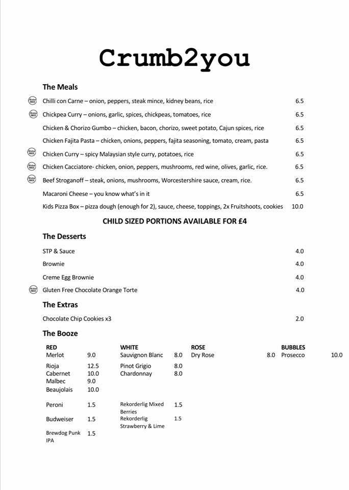 Menu at Crumb restaurant, Dumfries, 53 St Michael St