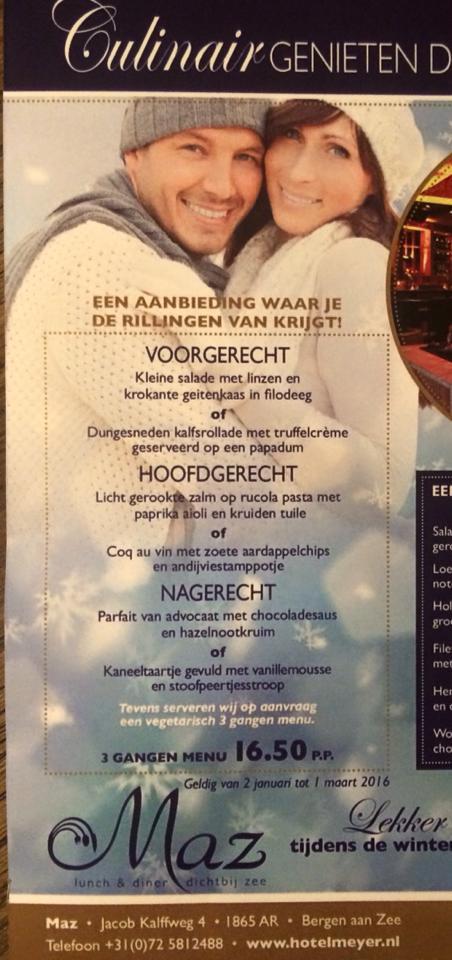 Carta de Hotel Meyer, Bergen aan Zee