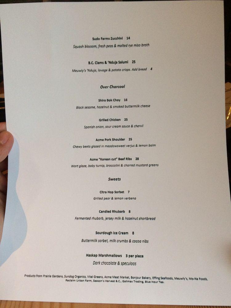 Menu at Biera pub & bar, Edmonton
