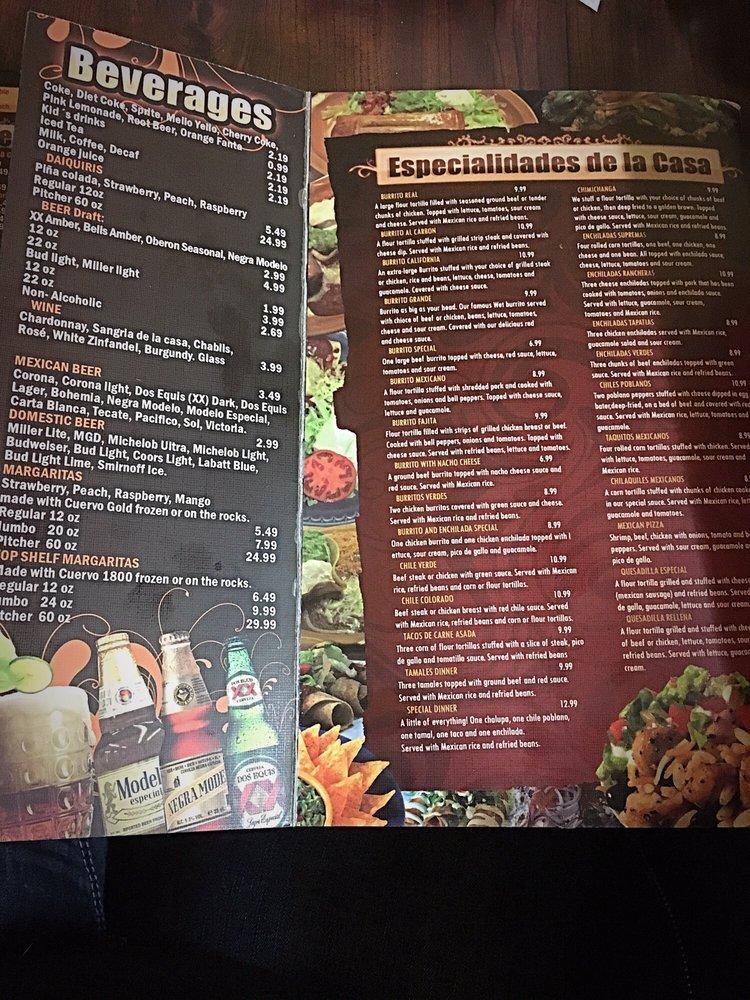 Menu at Casa Real restaurant, Otsego