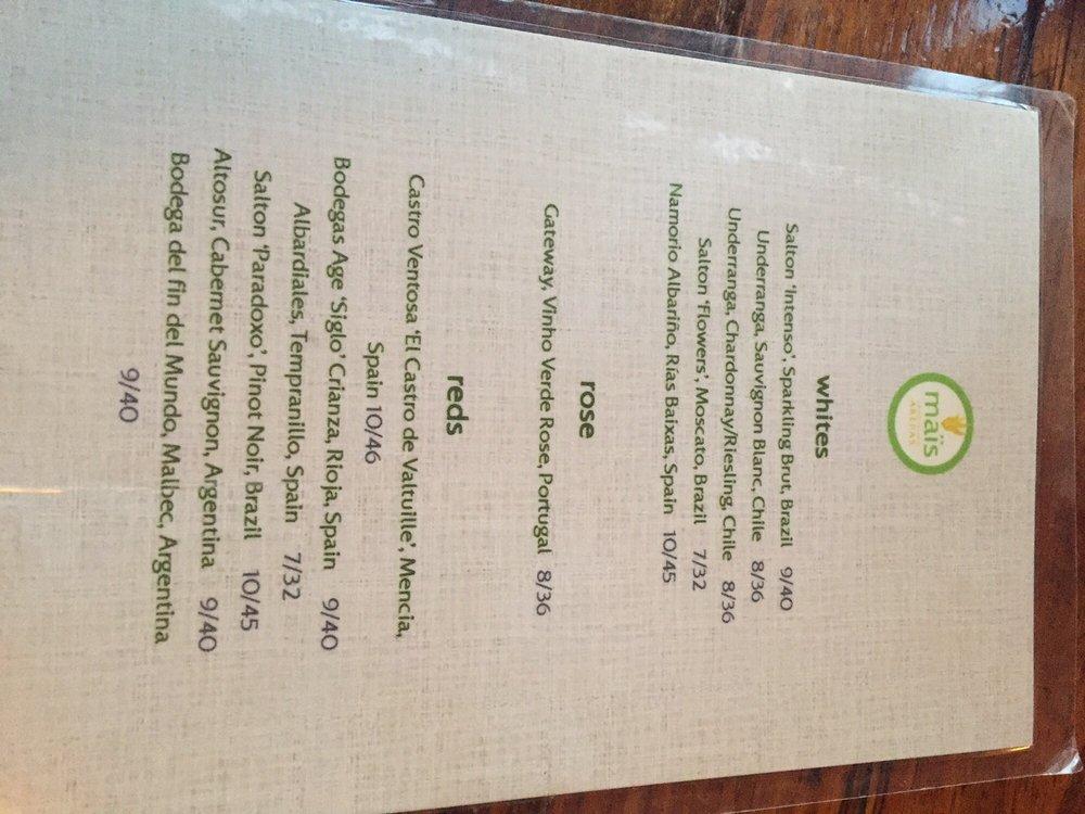 Menu at Maïs Arepas pub & bar, New Orleans