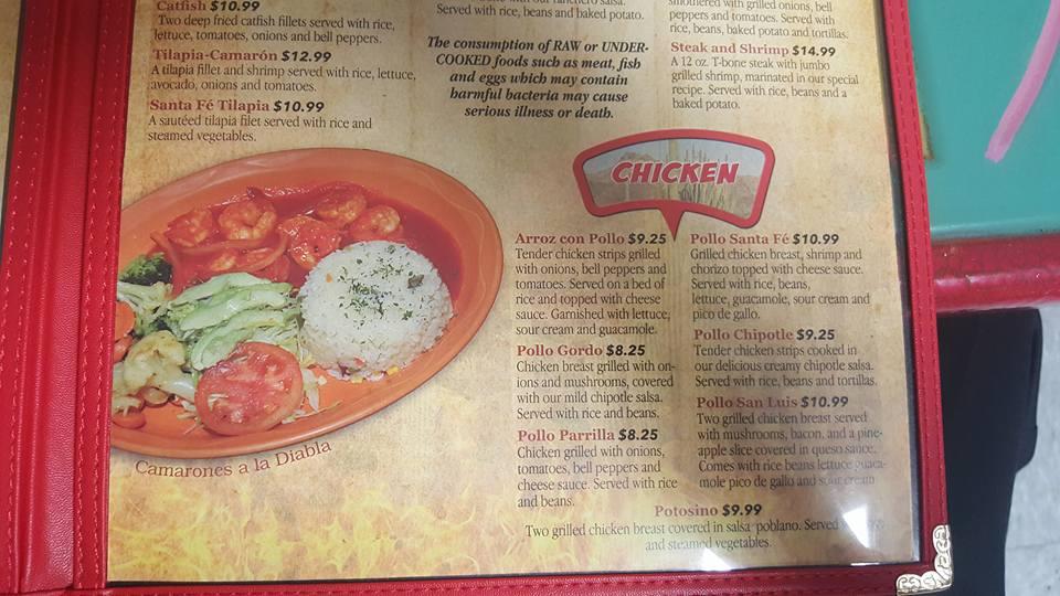 Menu at Santa Fe Mexican Bar And Grill, Mountain Grove