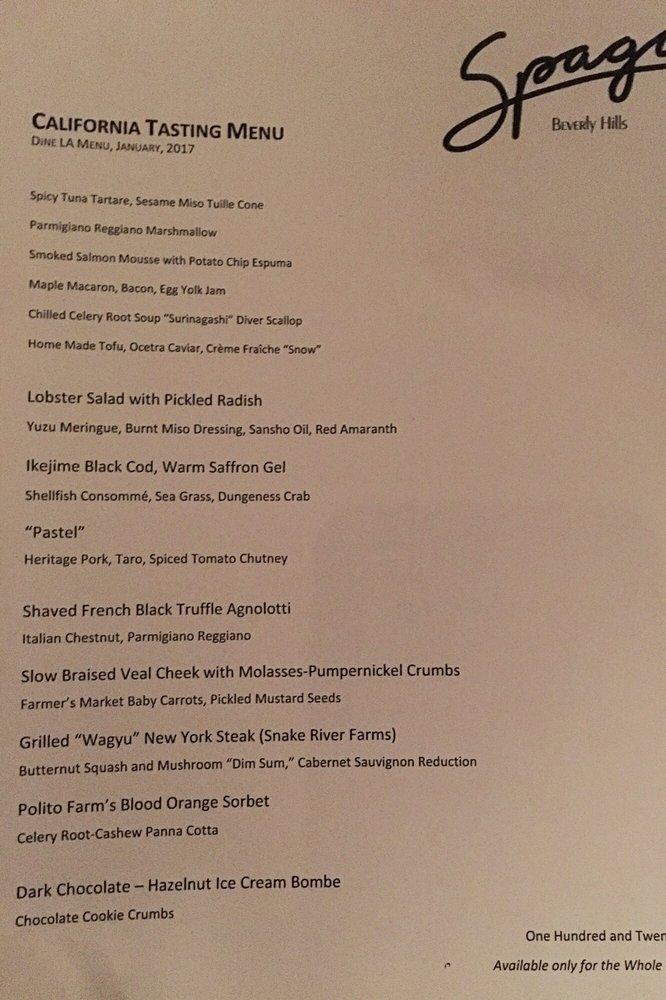Menu at Spago pub & bar, Beverly Hills, 176 N Canon Dr