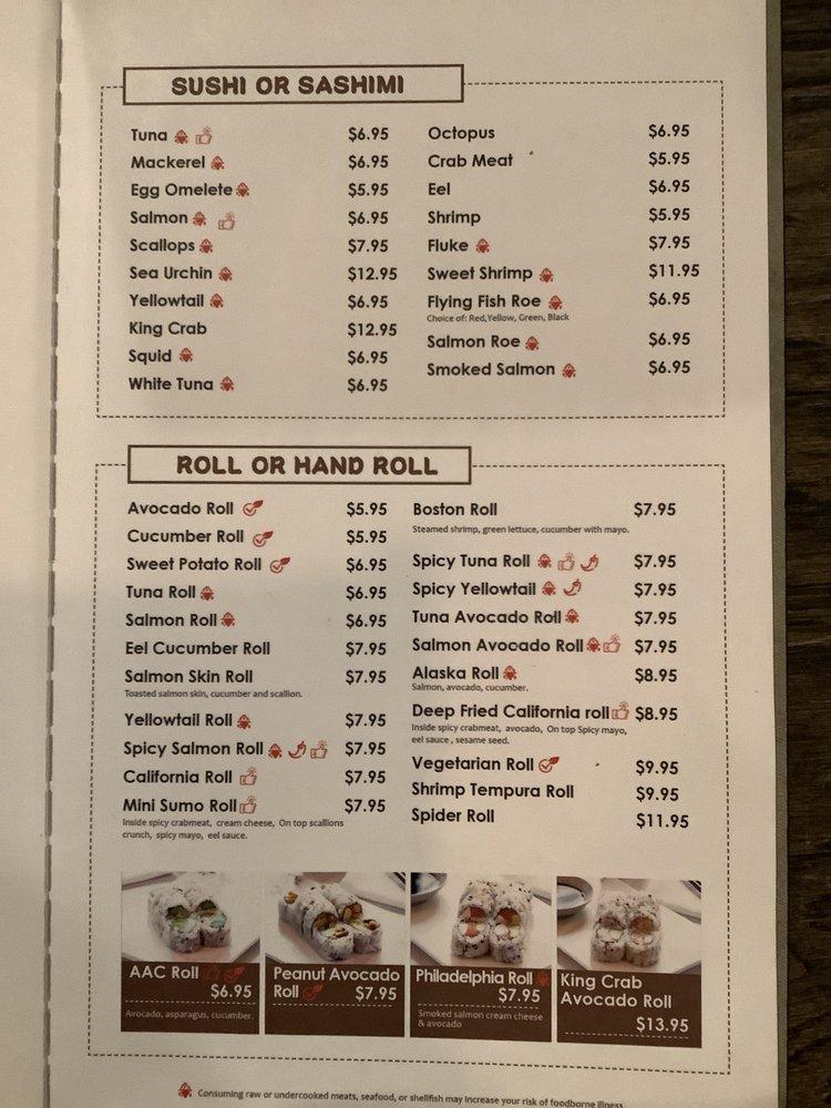 Menu at Sumo Japanese Steakhouse & Sushi Restaurant, Wenatchee