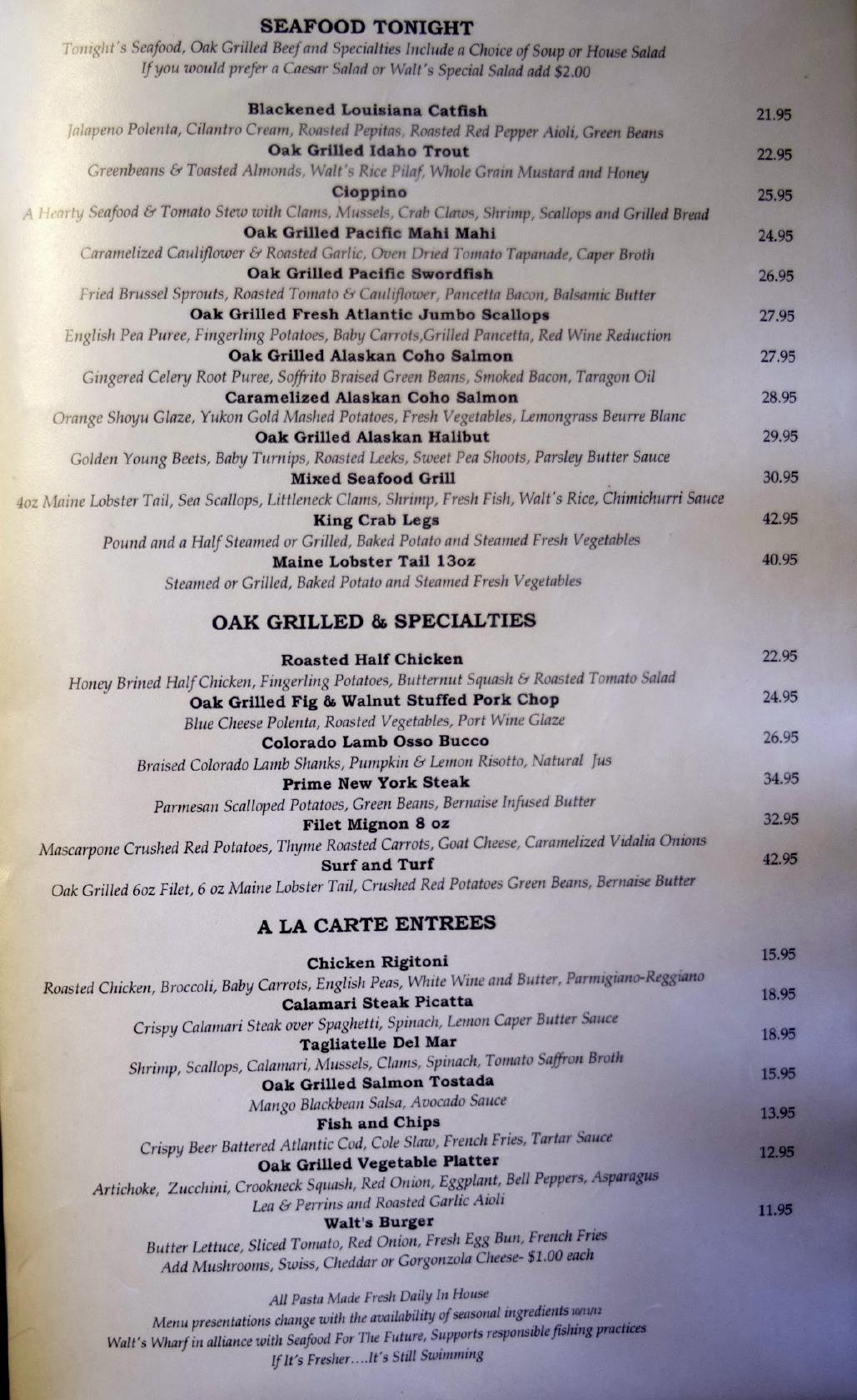 Menu at Walt's Wharf pub & bar, Seal Beach