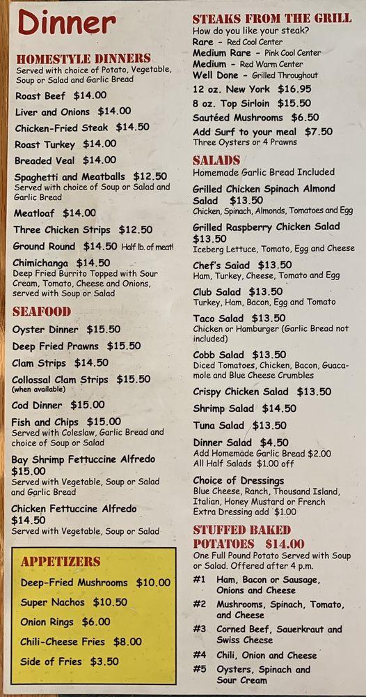Menu at Blondie's Restaurant, Shelton