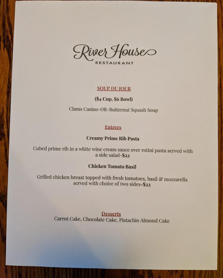 Menu at RiverHouse Restaurant, Pulaski