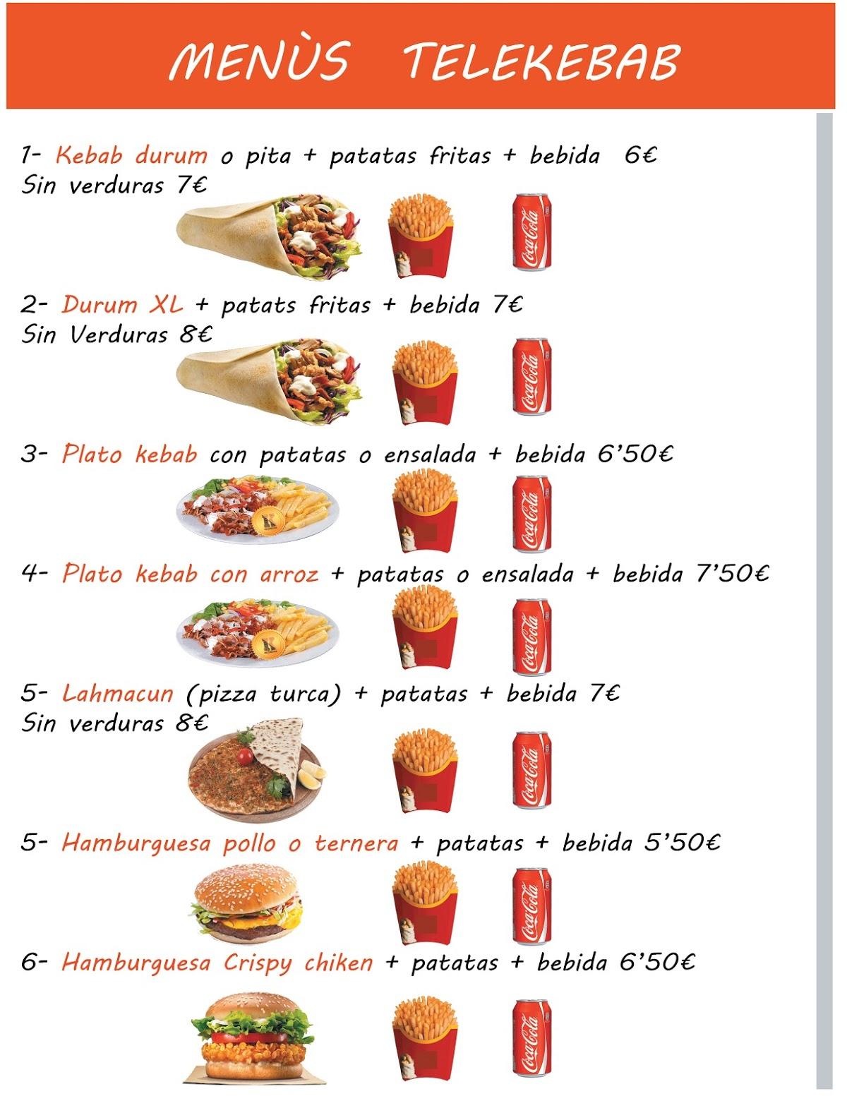 Menu at Tele Kebab Bellavista (Halal) restaurant, Seville