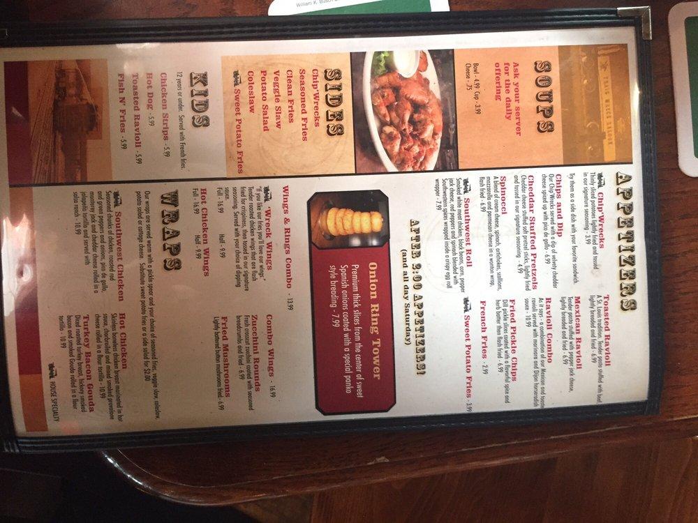 Menu at Trainwreck Saloon pub & bar, Rock Hill, Manchester Rd