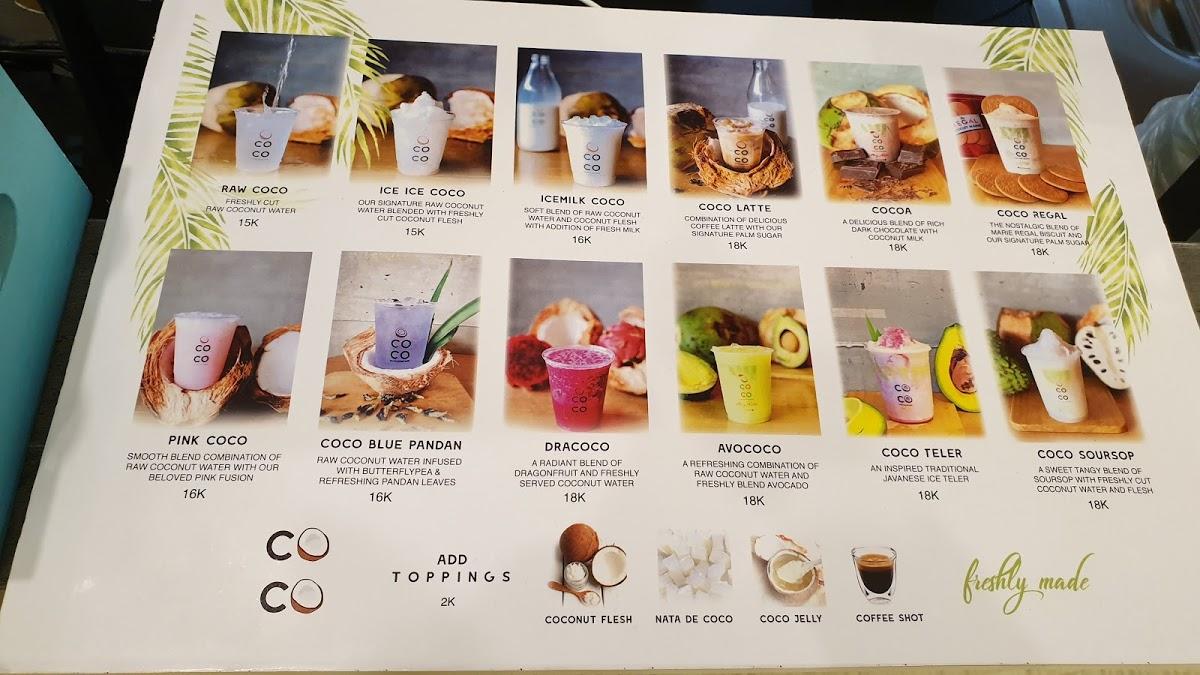 Menu at COCO BAR, Surabaya