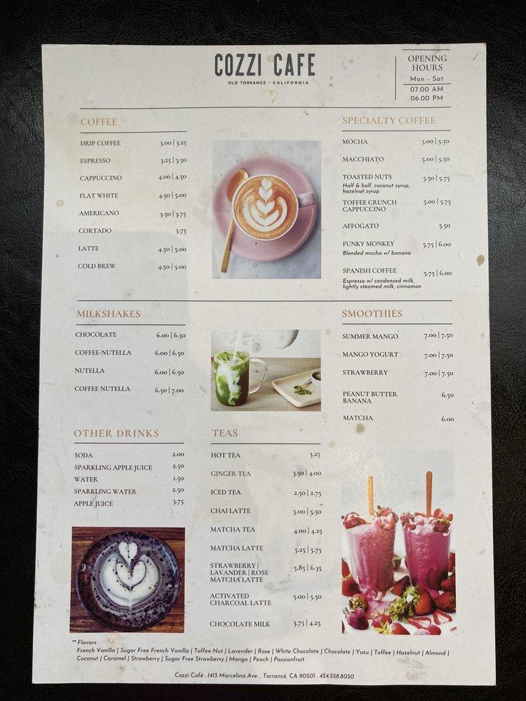 Menu at Cozzi Cafe, Torrance