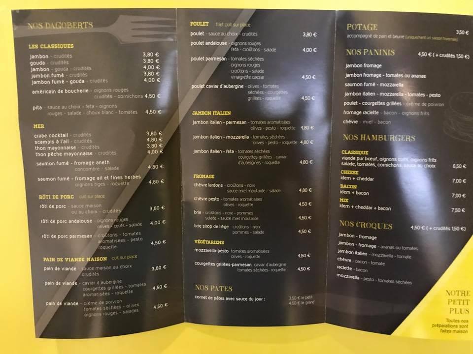 Menu au Croq'in Stock, Fosses-la-Ville