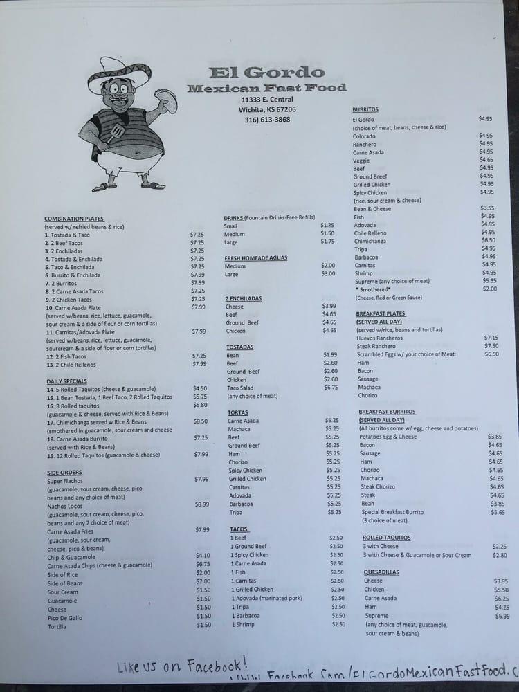 Carta de comida rápida El Gordo, Wichita