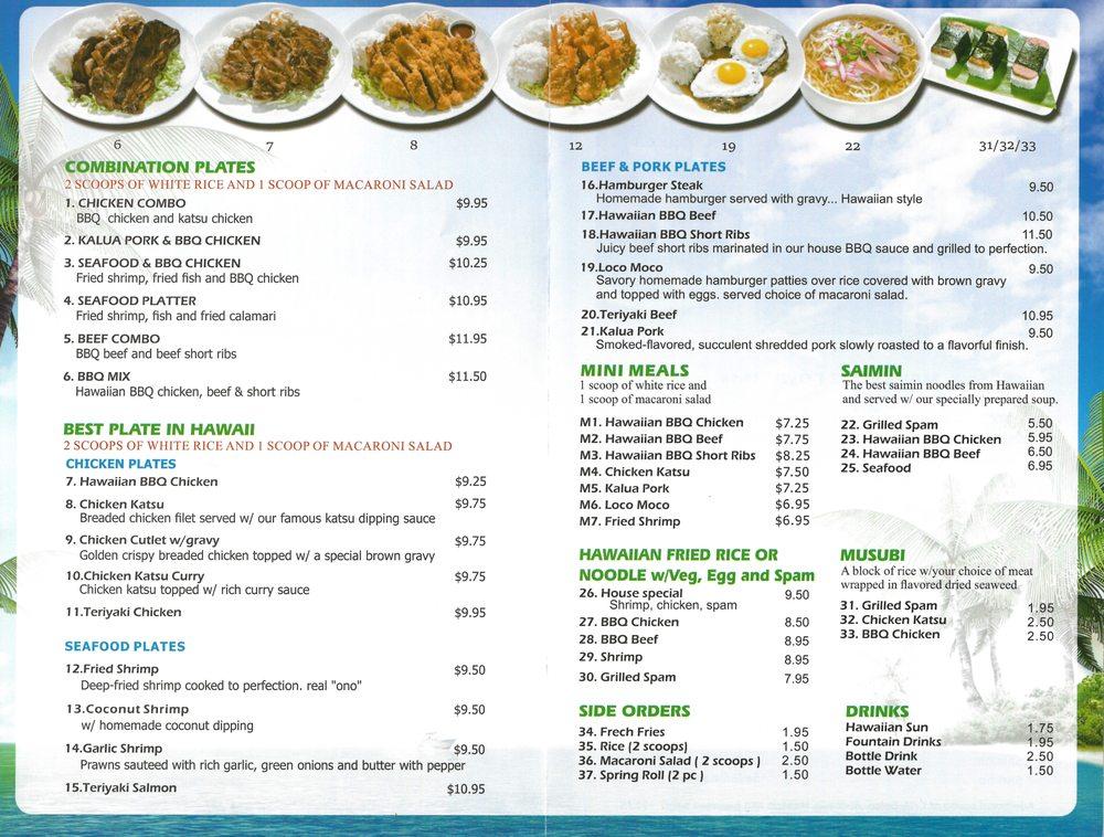 Menu at Halo Hawaiian BBQ, Chico