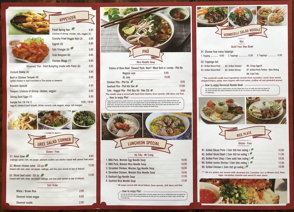 Menu at Pho Hoa Grill restaurant, Bangor