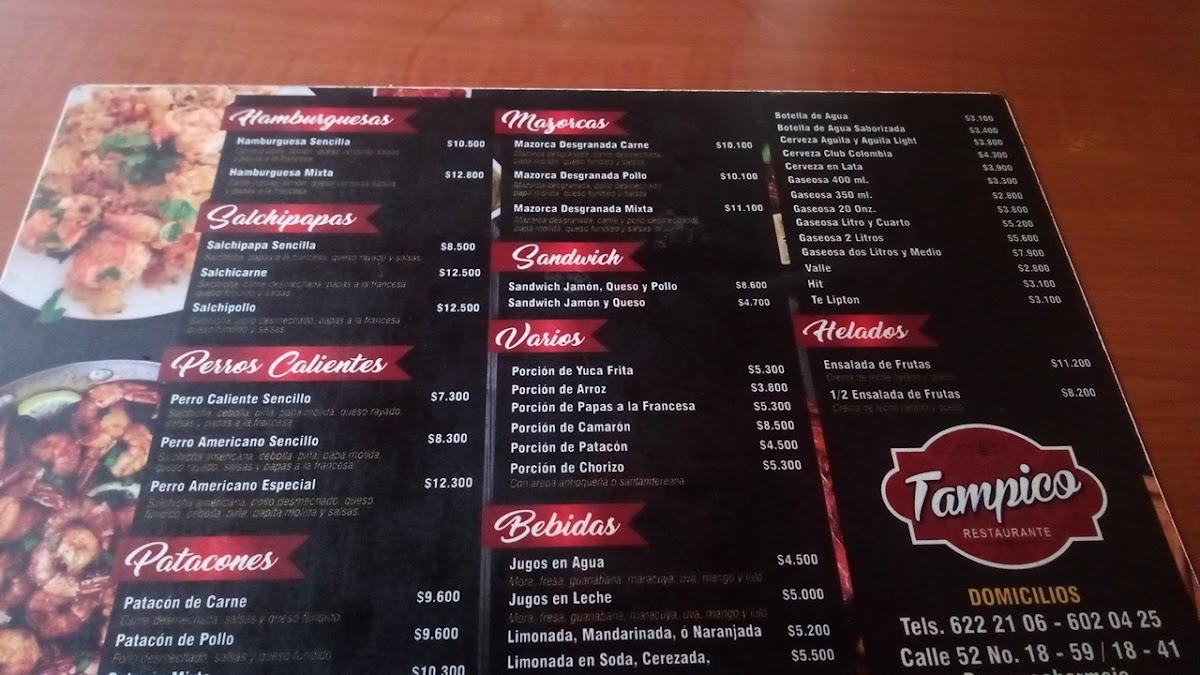 Carta de Restaurante Tampico, Barrancabermeja