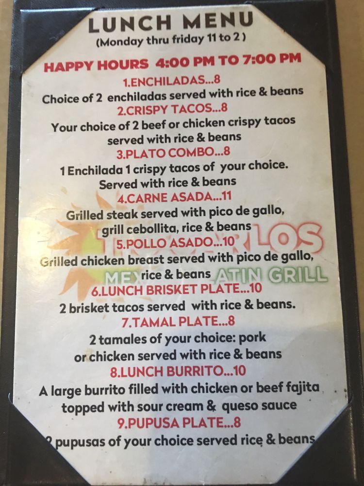 Menu at Tio Carlos Mexican Latin Grill pub & bar, Irving
