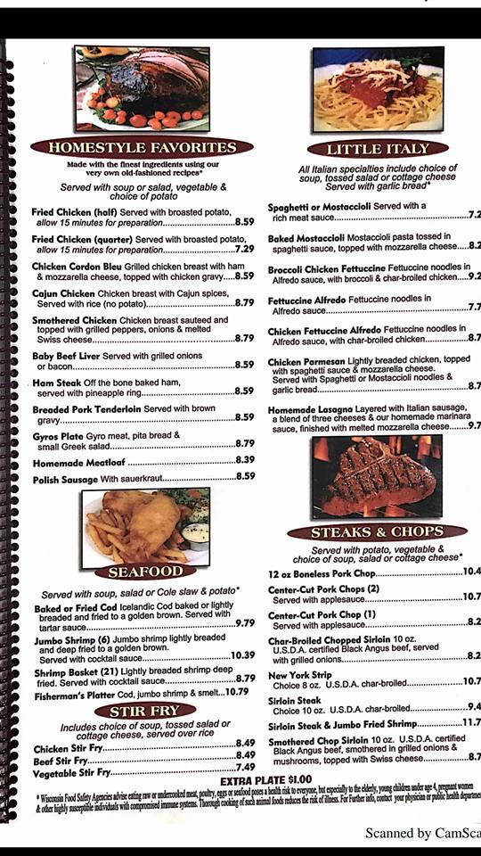 Menu at Vesper's Cafe, Vesper