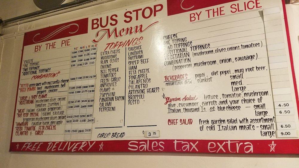 Menu at Bus Stop Pizza pizzeria, San Francisco, 256 Divisadero St