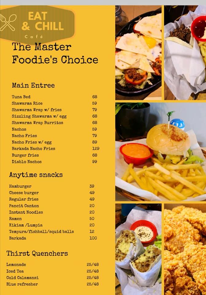 Menu at Eat & Chill Café cafe, Silay City