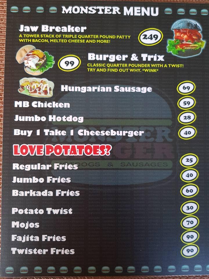 Menu at Gabb's Food Hub restaurant, San Nicolas