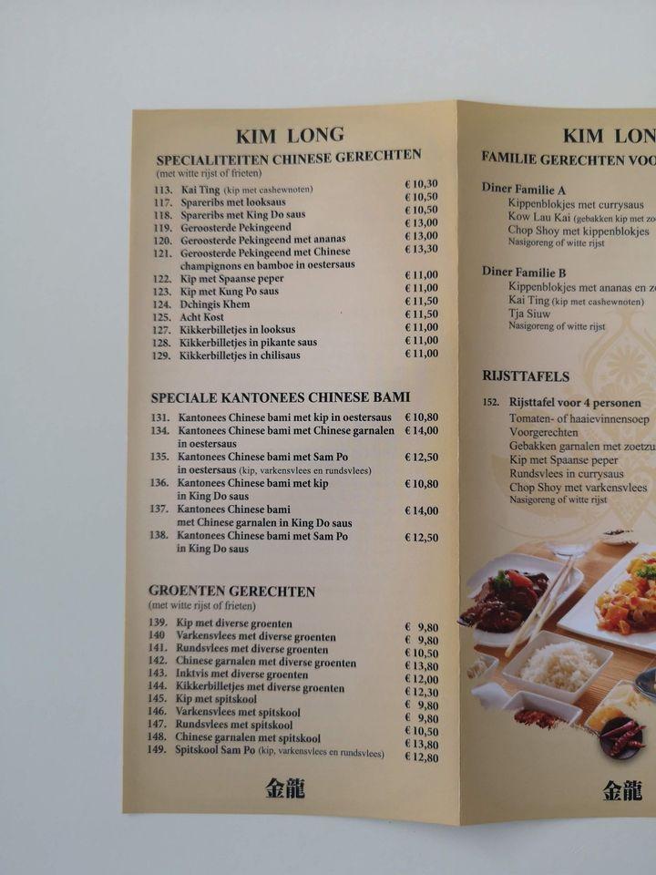 Menu at Kim Long, Zele
