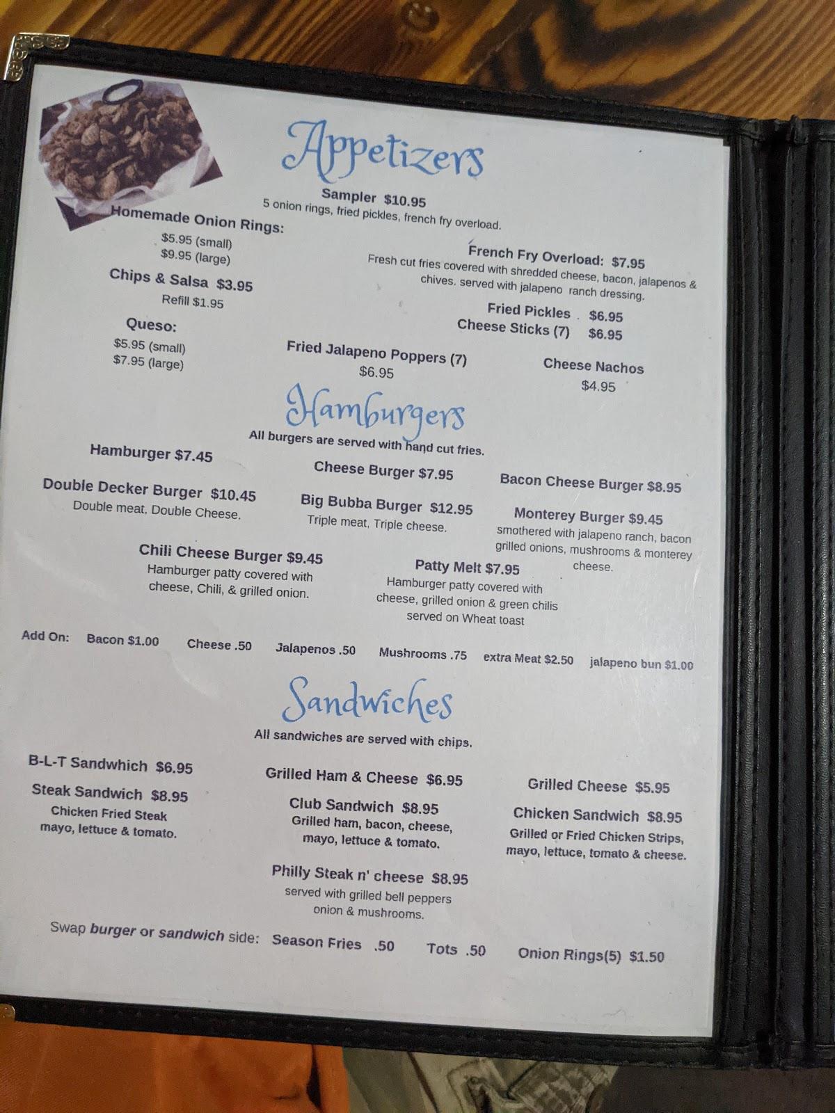 Menu at MA's CrossRoads Grill steakhouse, Santa Anna