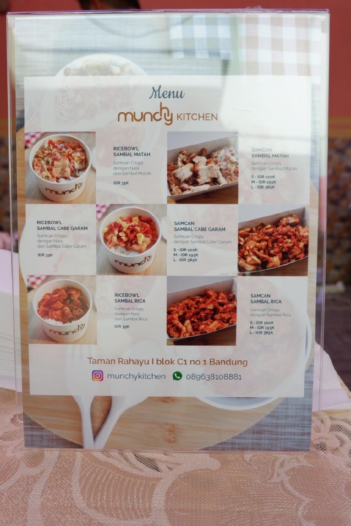 Menu at Munchy Kitchen cafe, Bandung