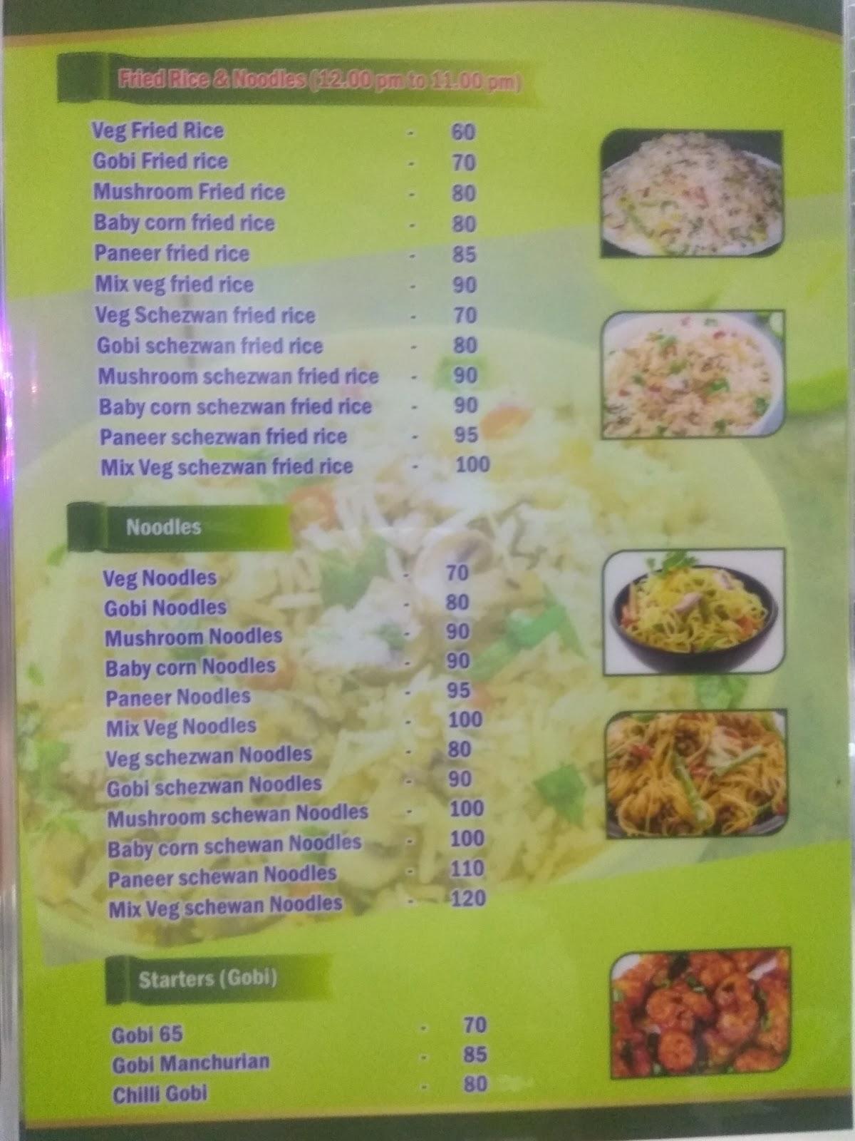 Menu at New Murugan Idly Dosai Kadai, Kelambakkam