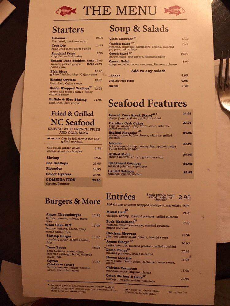 Menu at RedFish Grill & Bar, Morehead City