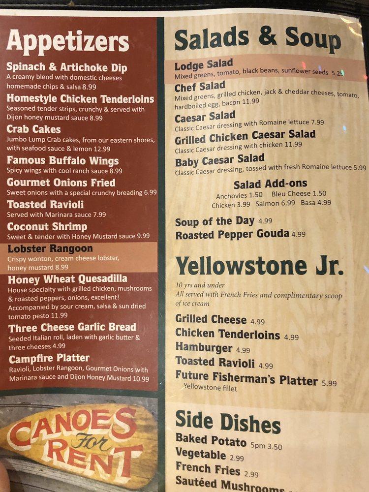Menu at Yellowstone Cafe, Town and Country
