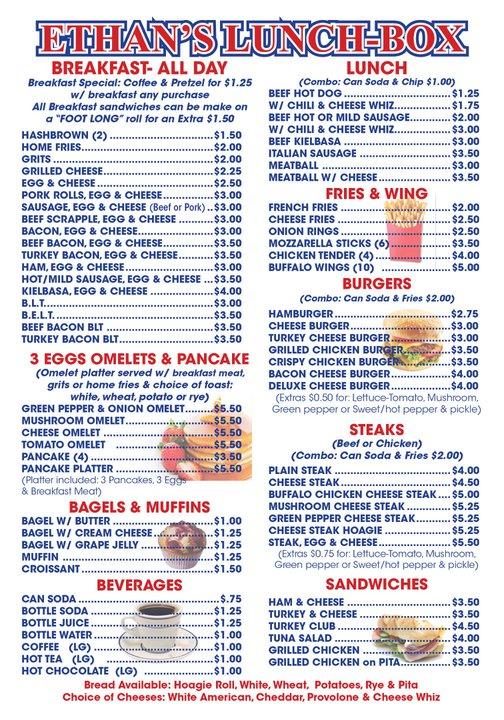 Menu at Ethan's Lunch-Box, Philadelphia