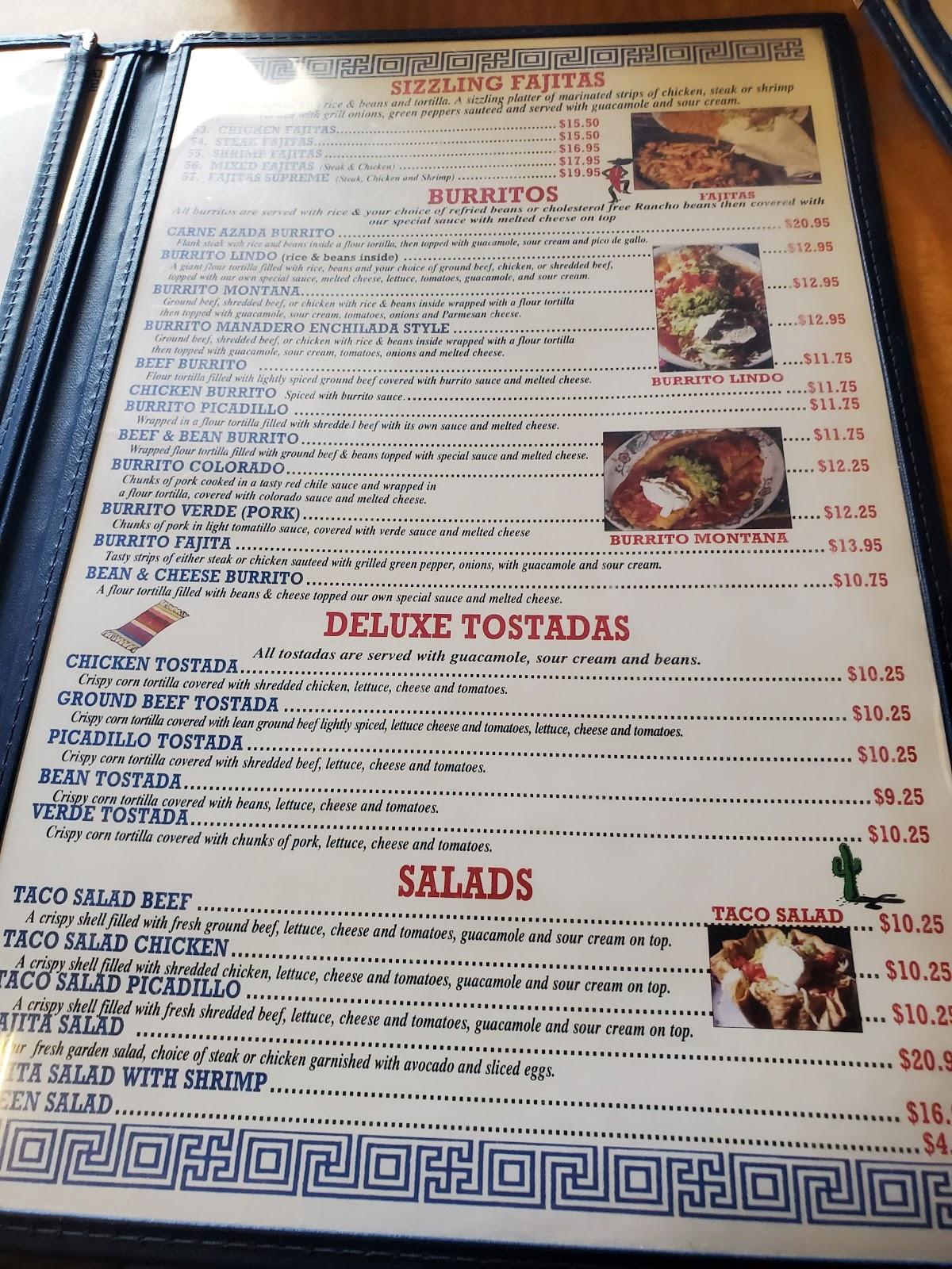 Menu at México Lindo restaurant, Miles City, 717 S Haynes Ave