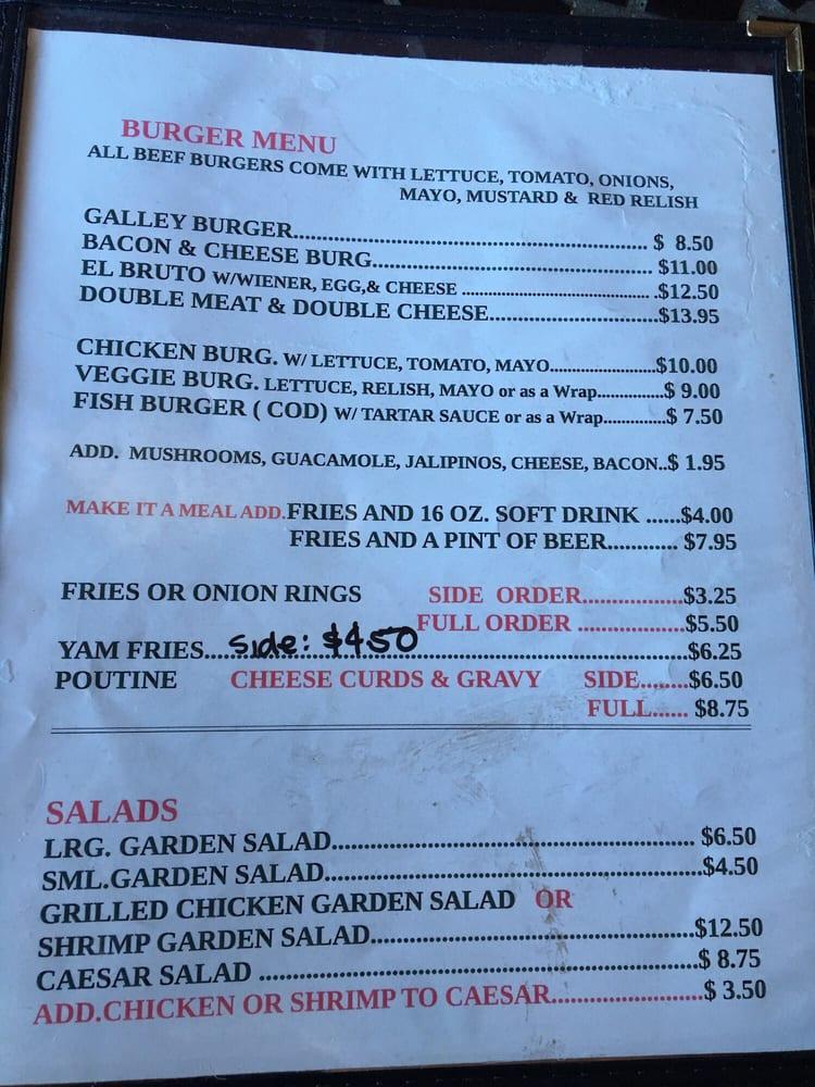 Menu at The Galley restaurant, Shawnigan Lake