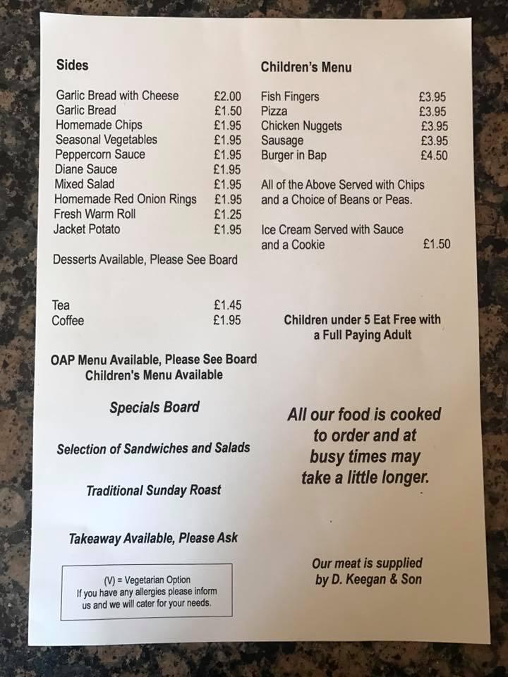 Menu at Y Stablau - Stables Bar, Betws-y-Coed