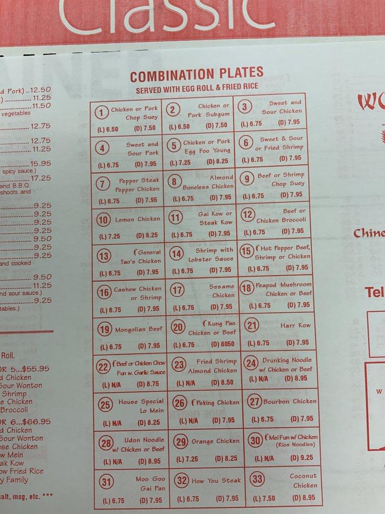 Menu at Wonton Palace restaurant, Waterford Township