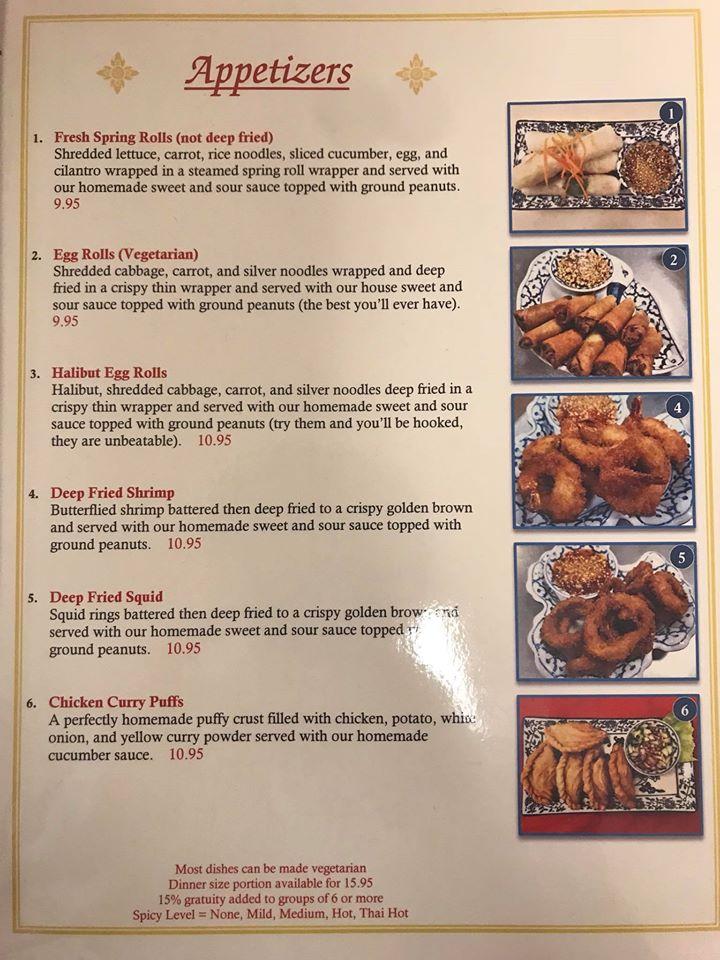 Menu at Bahn Thai Express(College Road) restaurant, Fairbanks
