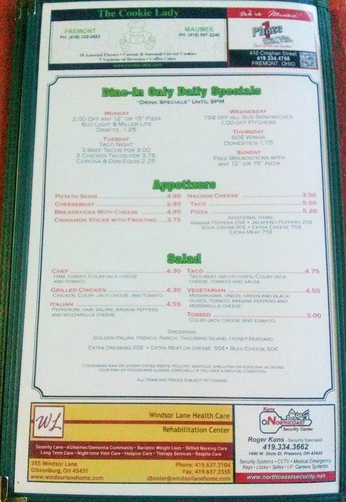Menu at Depot pizzeria, Fremont