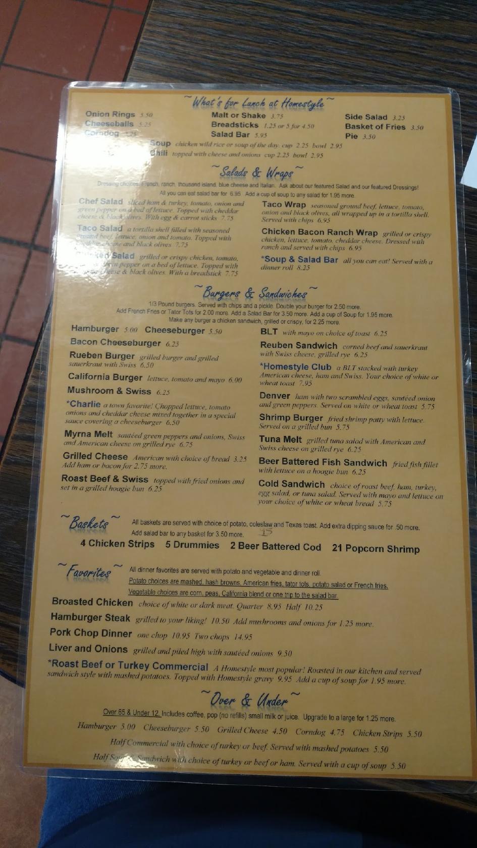 Menu at Homestyle Country Cafe, Annandale, 95 Elm St E