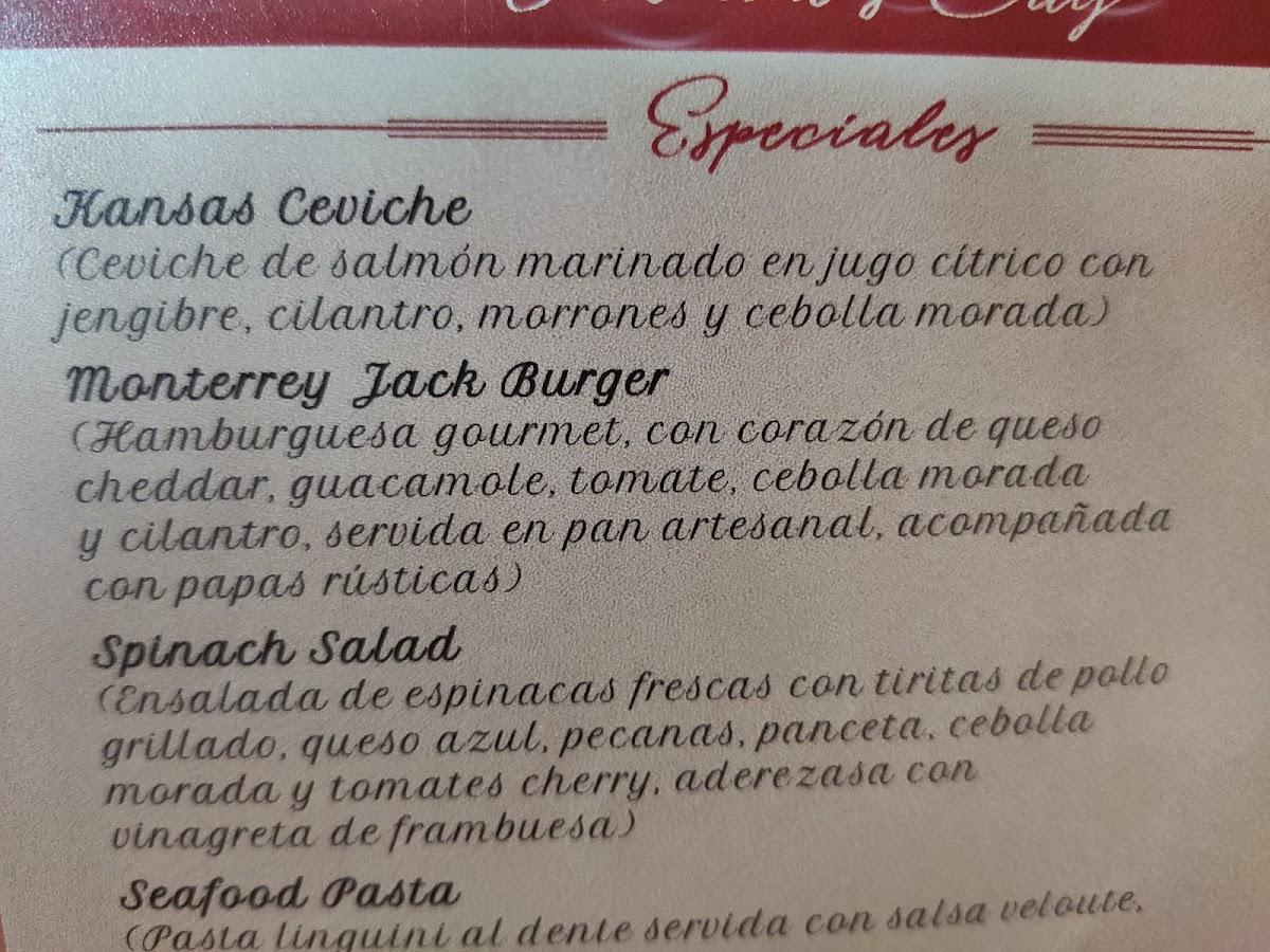 Carta del restaurante Kansas, San Isidro, Av. del Libertador 15089