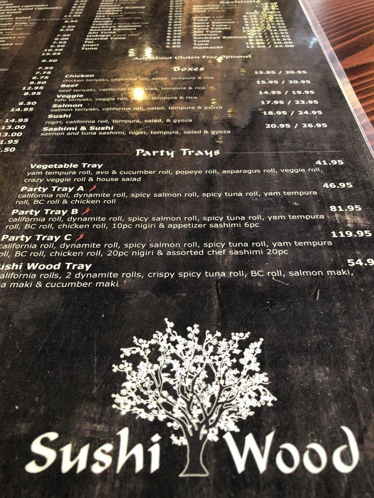 Menu at Sushi Wood Nelson restaurant, Nelson