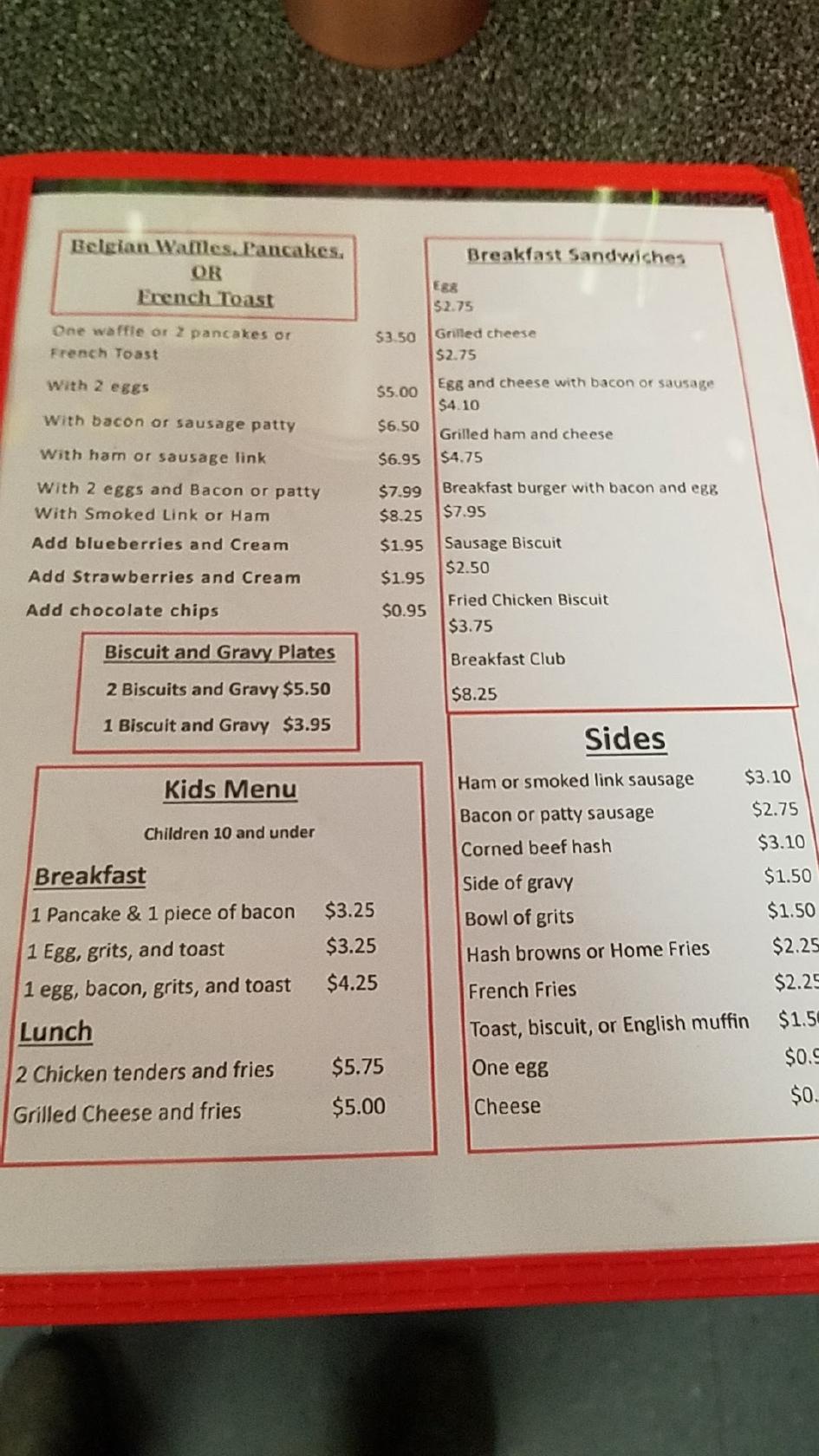 Menu at The Waffle Iron Of Marianna restaurant, Marianna